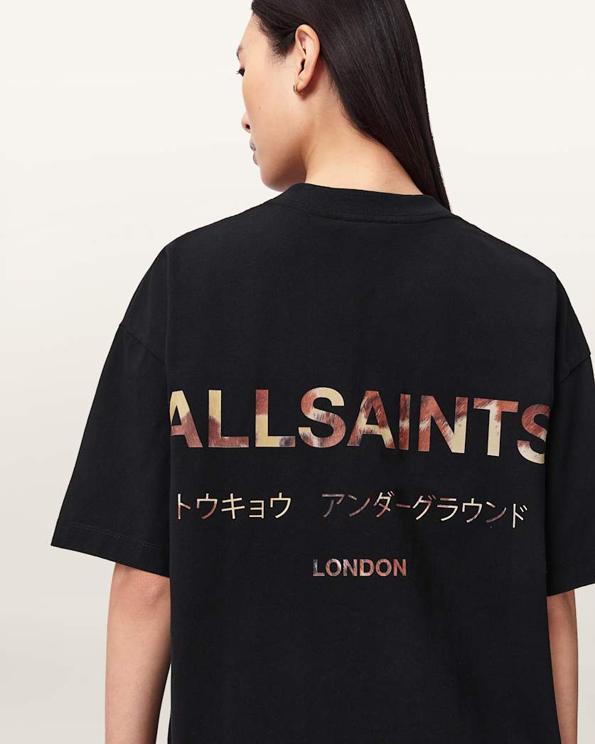 Underground Etta Cow Print Fit T-Shirt BLACK/COW PRINT | ALLSAINTS